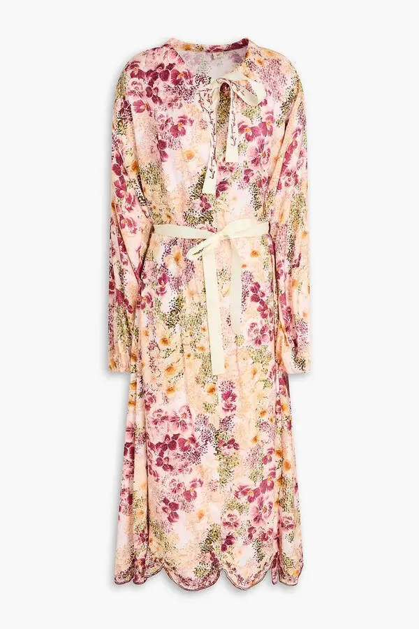 Agua Bendita Zircon Florecer Floral-print Jacquard Midi Dress - Multicolor
