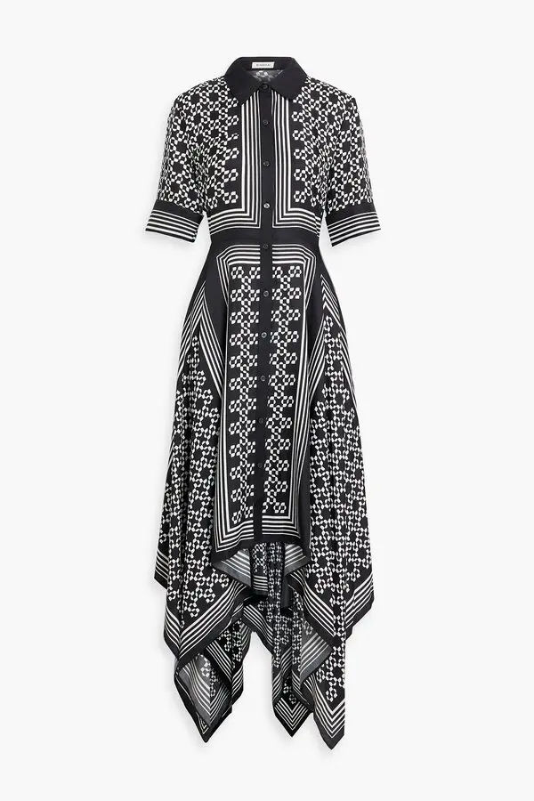 Simkhai Abrielle Printed Tencel™ And Silkblend Maxi Shirt Dress - Black
