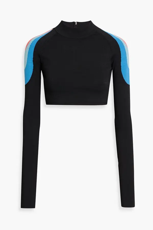 Emilio Pucci Cropped Jacquardknit Top - Black