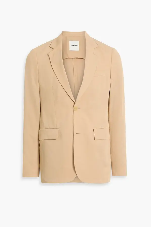 Sandro Lyocell, Linen And Cottonblend Blazer - Sand