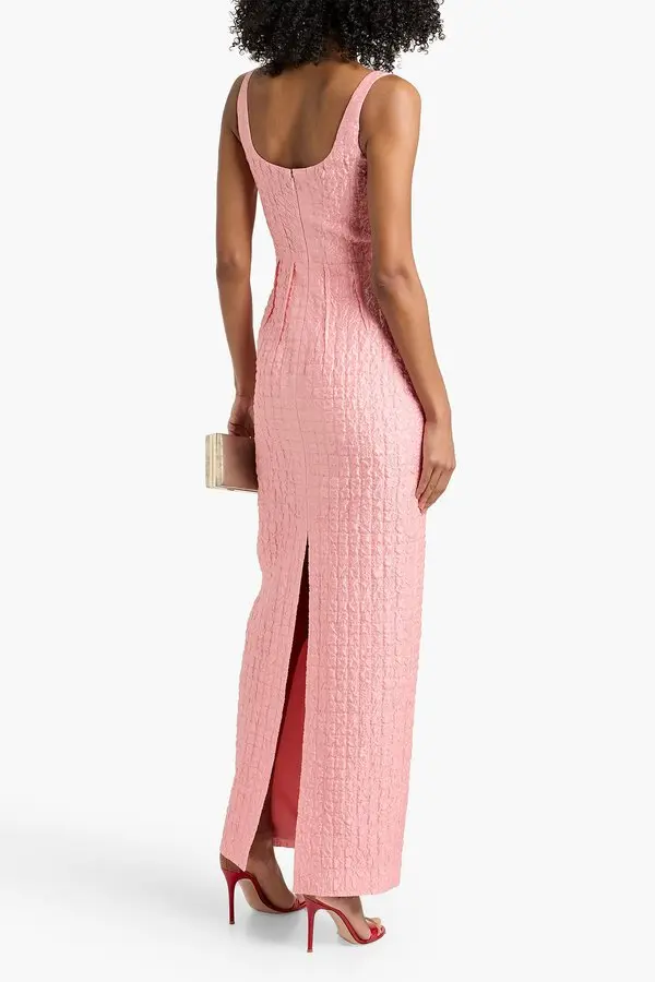 EMILIA WICKSTEAD Sharon Pintucked Seersucker Maxi Dress - Baby Pink