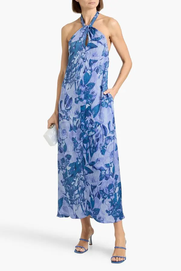 Simkhai Ayra Cutout Printed Halterneck Maxi Dress