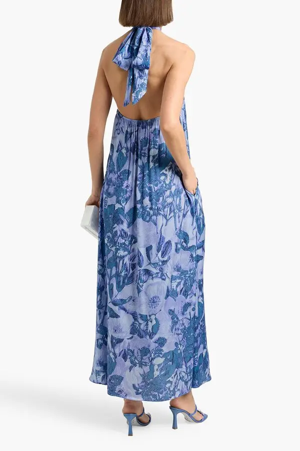 Simkhai Ayra Cutout Printed Halterneck Maxi Dress