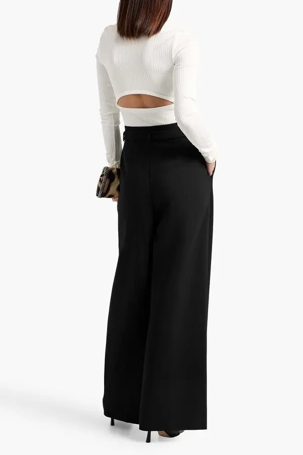 Maje Belted Crepe Wideleg Pants