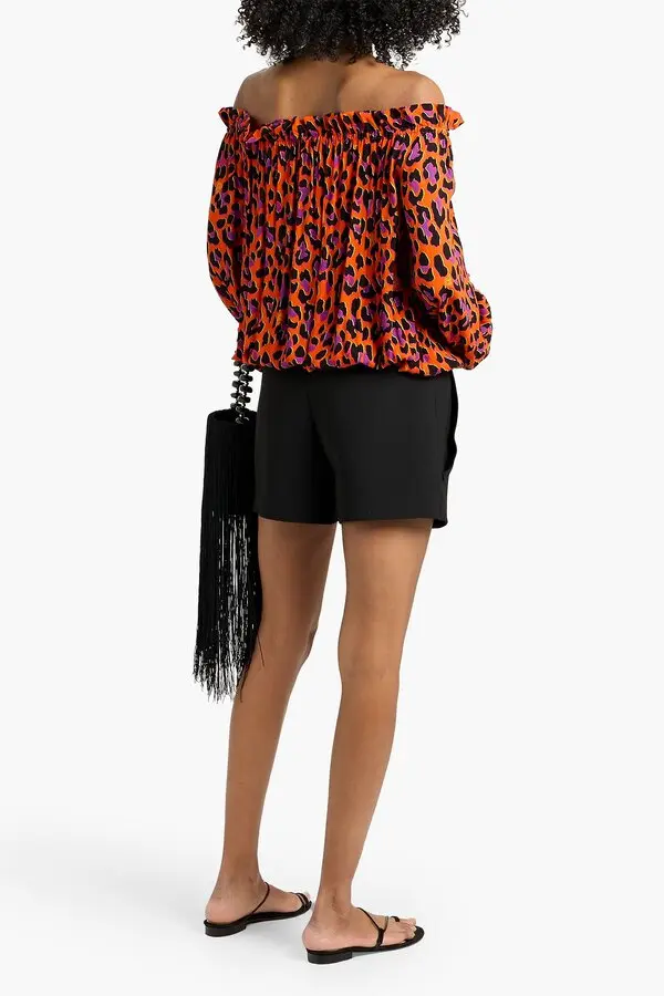 Emilio Pucci Offtheshoulder Leopardprint Georgette Top