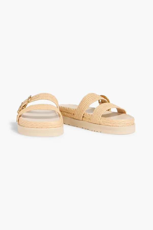Simkhai Aida Buckled Raffia Platform Slides