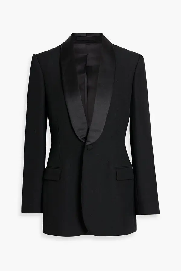 Wardrobe.NYC Satintrimmed Grain De Poudre Wool Tuxedo Jacket - Black