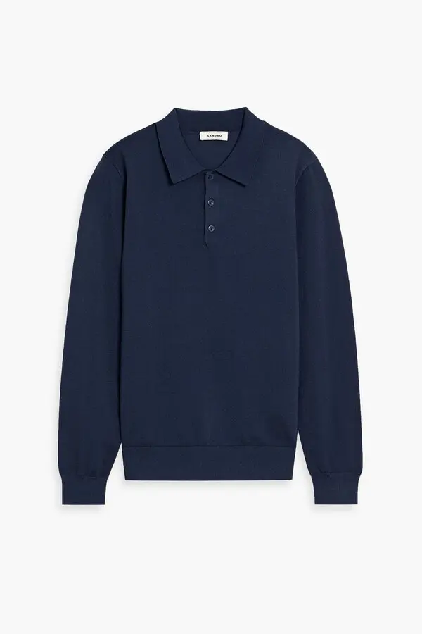 Sandro Knitted Polo Shirt - Navy