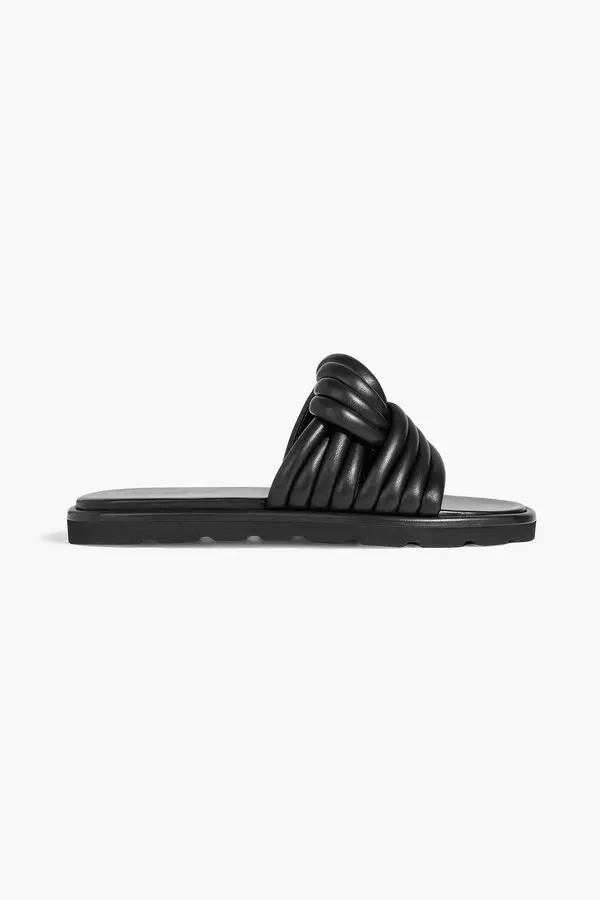 GIANVITO ROSSI Ottavia Twisted Padded Leather Slides - Black