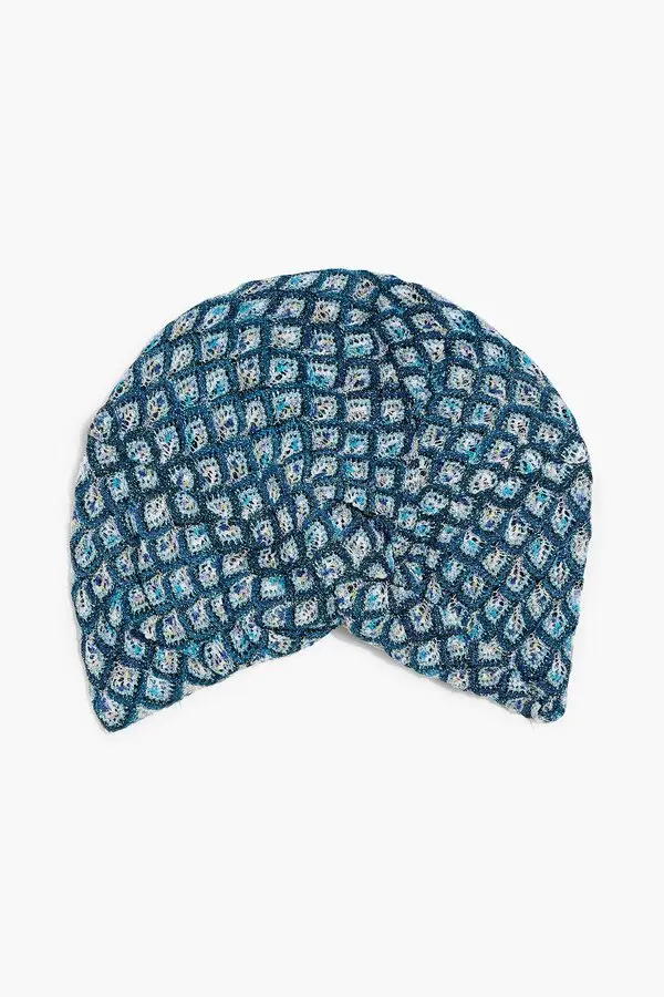 Missoni Metallic Crochetknit Turban - Teal