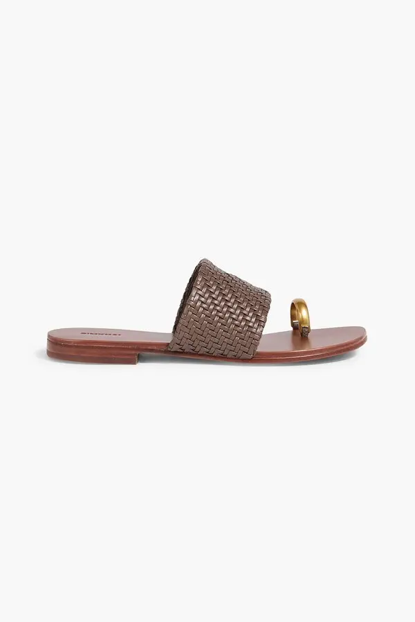 Simkhai Ariana Woven Leather Sandals - Brown