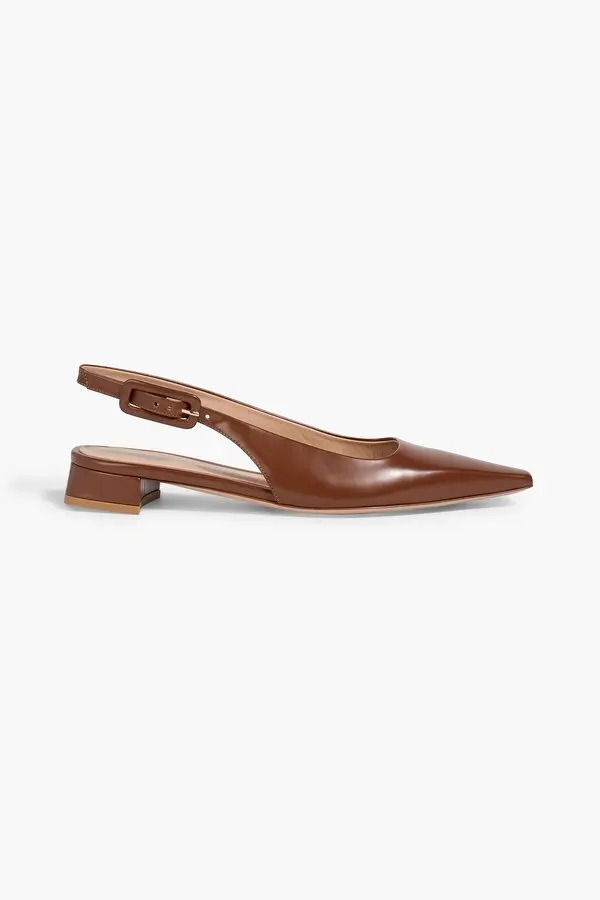 GIANVITO ROSSI Lindsay 20 Leather Slingback Pointtoe Flats - Brown