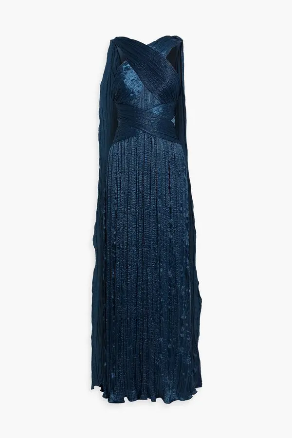 Marchesa Draped Crinkledsatin Gown