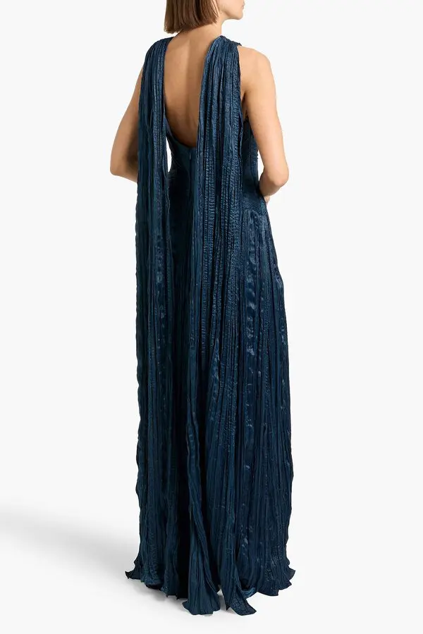 Marchesa Draped Crinkledsatin Gown