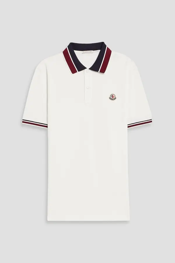 Moncler Striped Cottonpiqué Polo Shirt - White