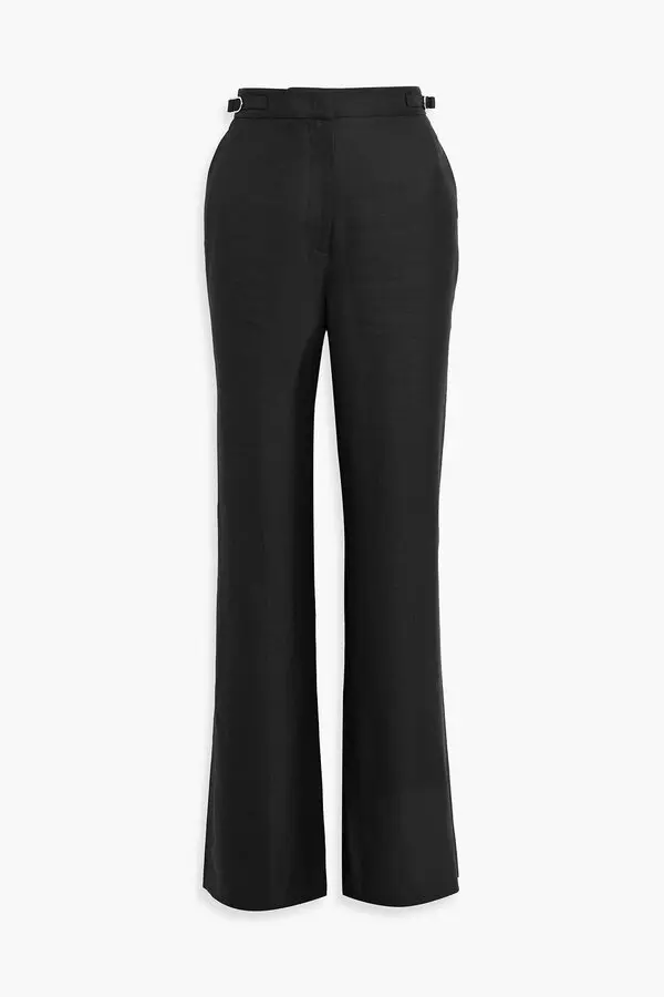 Gabriela Hearst Vesta Wool, Silk And Linenblend Twill Flared Pants - Black