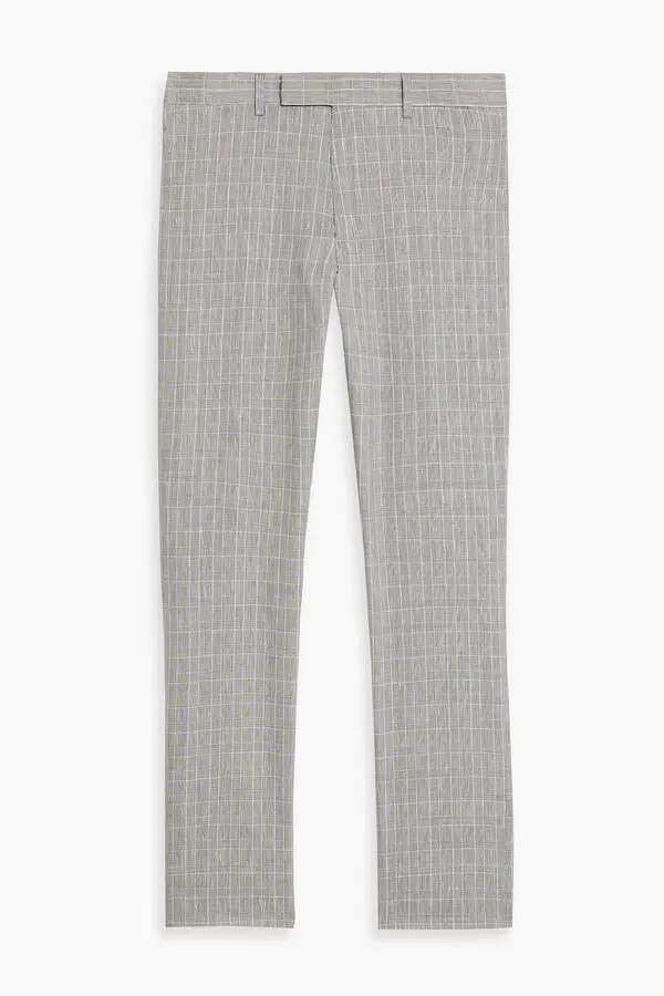 Dunhill Slimfit Prince Of Wales Checked Wool, Linen And Silkblend Pants - Gray