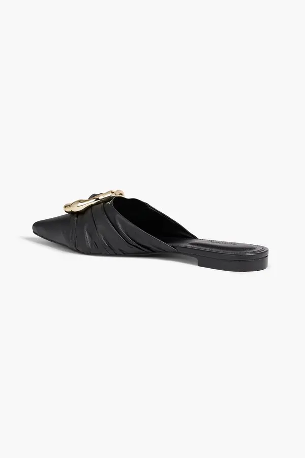 Simkhai Belle Embellished Leather Pointtoe Flats