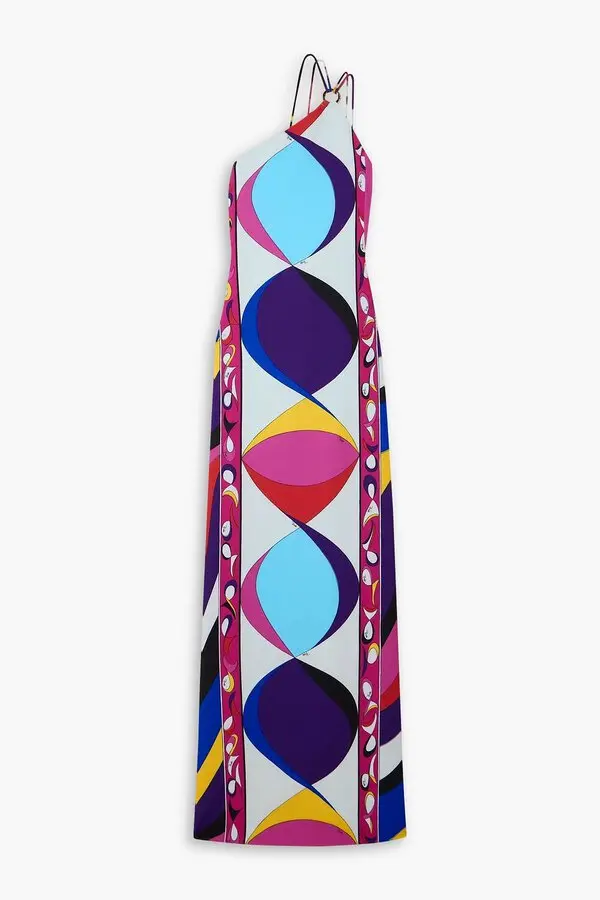Emilio Pucci Pesci Embellished Oneshoulder Printed Cady Maxi Dress - Violet