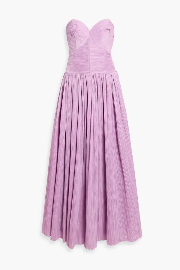 Simkhai Aubriella Strapless Plissétaffeta Gown - Lilac