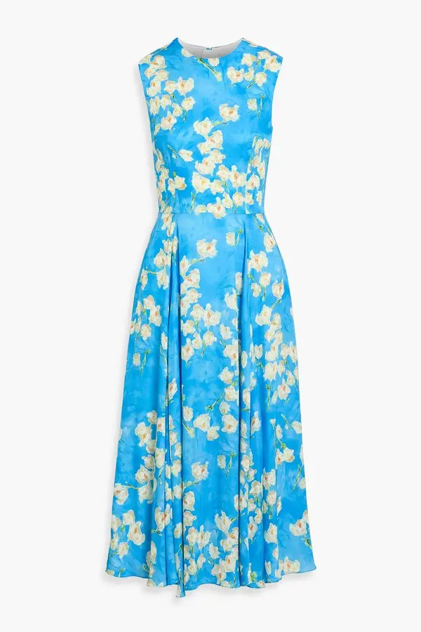 EMILIA WICKSTEAD Caridad Floralprint Ecovero™blend Satintwill Midi Dress - Azure
