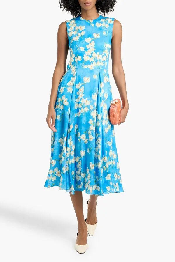 EMILIA WICKSTEAD Caridad Floral-print Ecovero™-blend Satin-twill Midi Dress