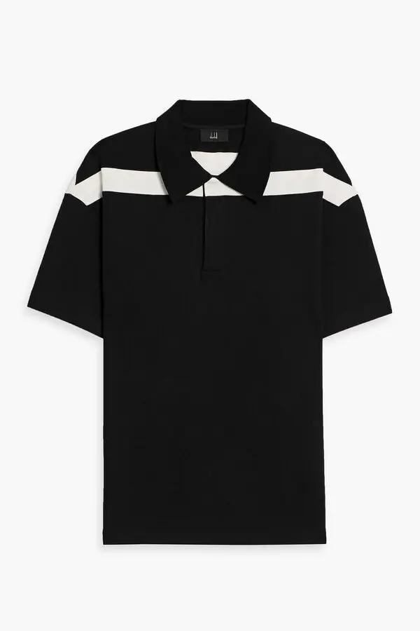 Dunhill Striped Cottonblend Jersey Polo Shirt - Black