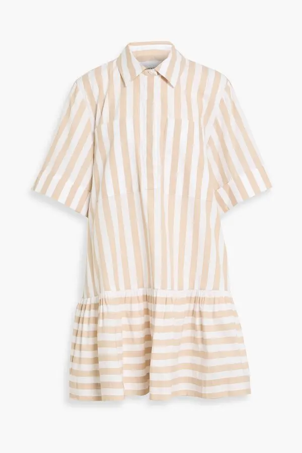 Simkhai Cris Striped Cottonpoplin Mini Shirt Dress - Beige