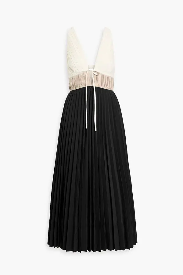 Simkhai Stephanie Pleated Poplin Midi Dress - Black