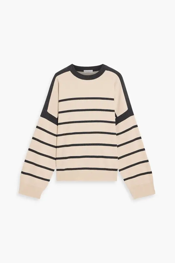 Brunello Cucinelli Striped Cashmere Sweater - Beige