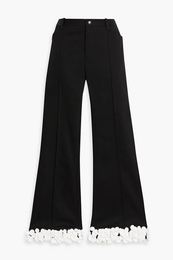 Emilio Pucci Sequinembellished Cottonblend Twill Flared Pants - Black
