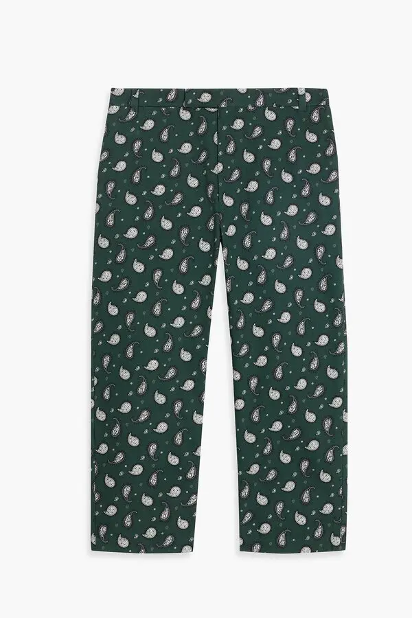 Thom Browne Paisleyprint Cottoncanvas Pants - Emerald
