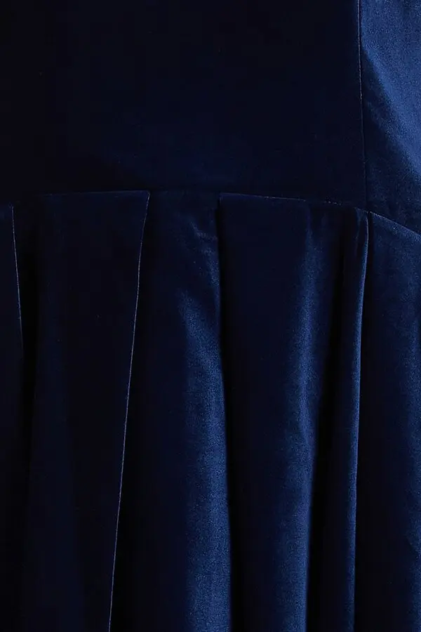 Alice + Olivia Pleated Velvet Mini Dress - Navy