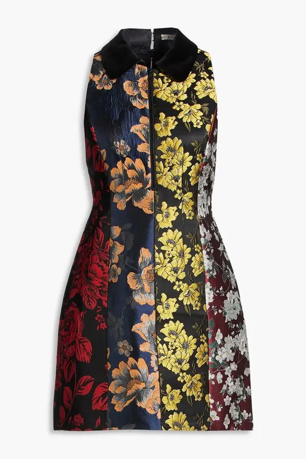 Alice + Olivia Alice Olivia Velia Velvettrimmed Floral Brocade Mini Dress - Multicolor