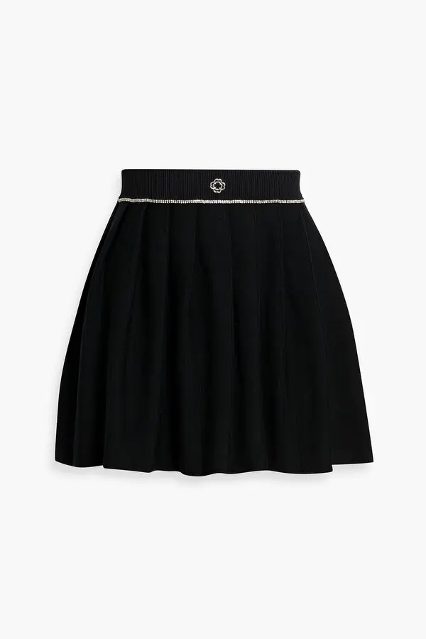 Maje Crystalembellished Pleated Woolblend Mini Skirt - Black