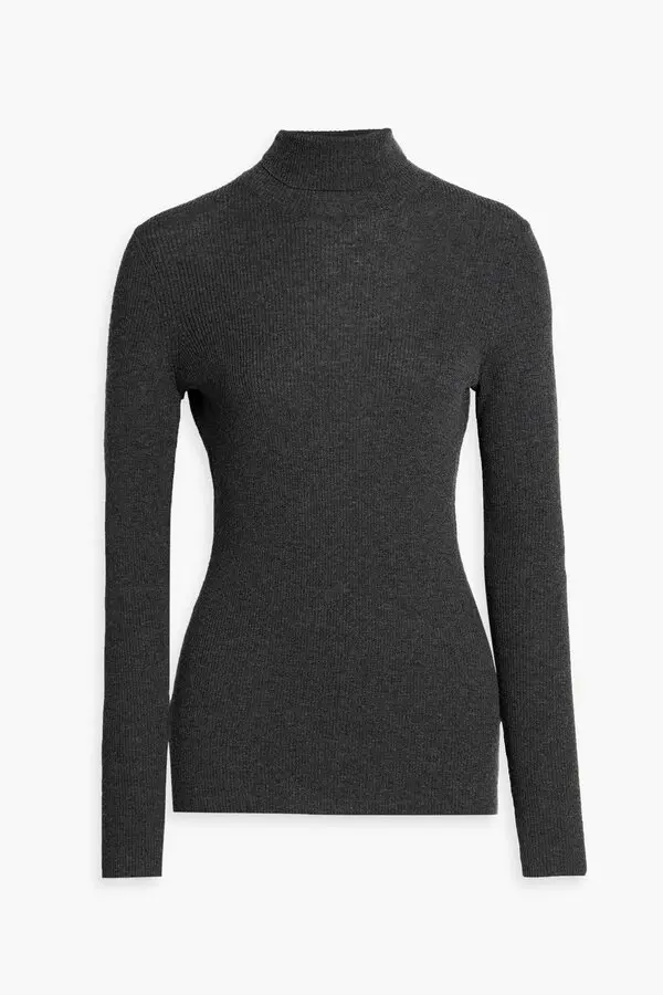 Maje Ribbed Wool And Silkblend Turtleneck Sweater