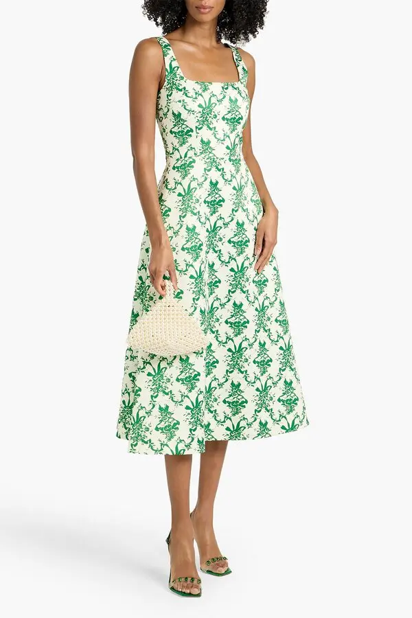 EMILIA WICKSTEAD Printed Faille Midi Dress