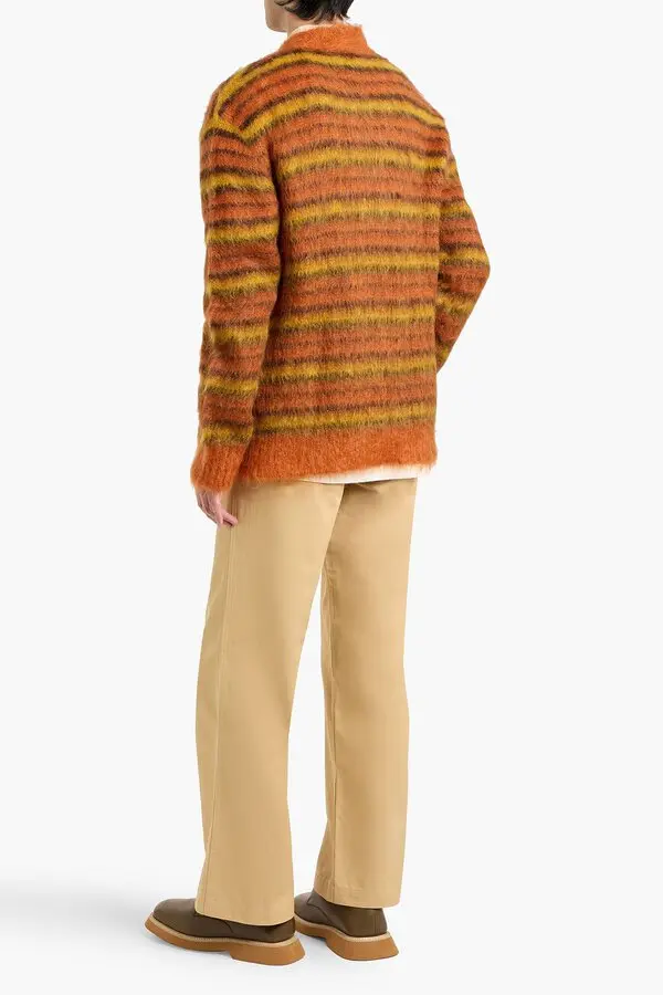 Marni Striped Mohair-blend Cardigan - Orange