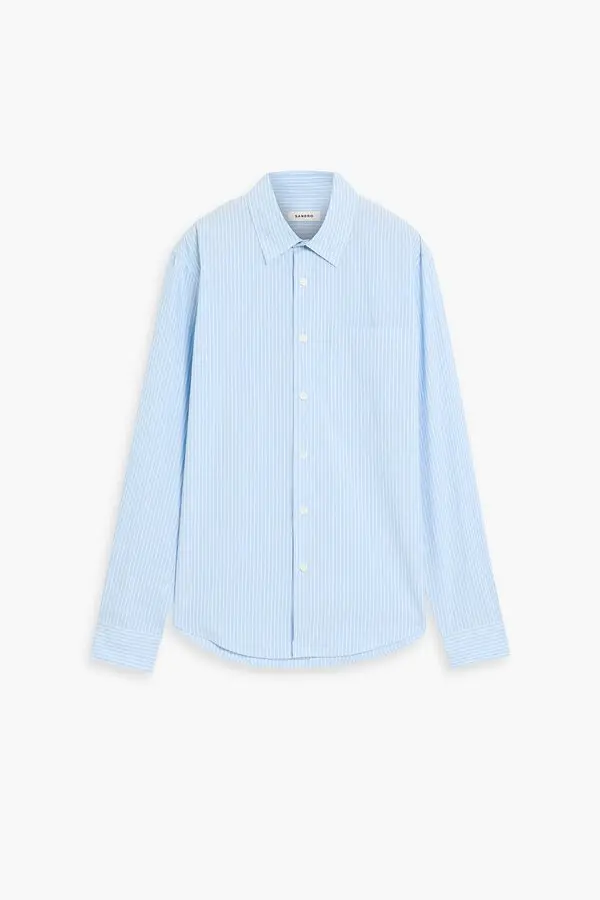 Sandro Striped Cottonpoplin Shirt - Light Blue
