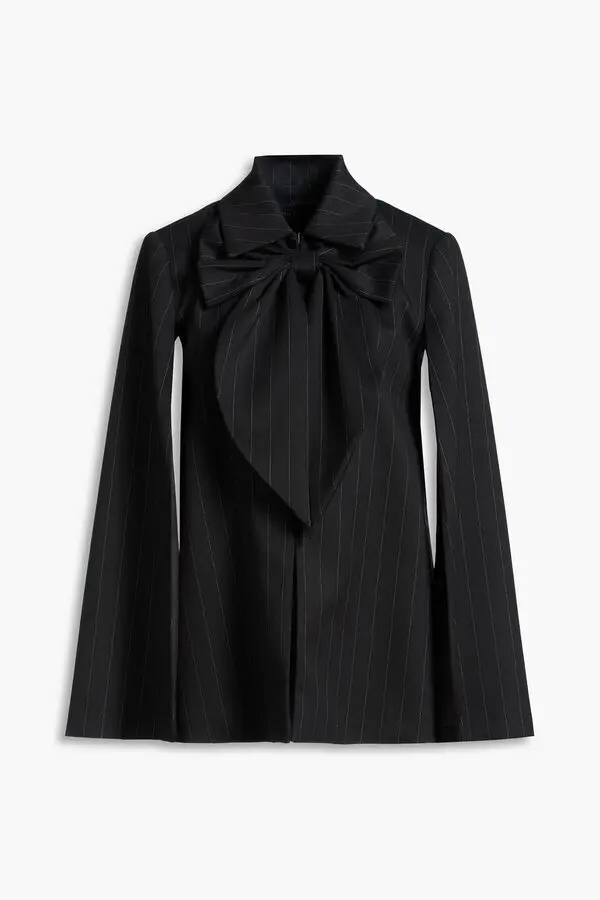 Alice + Olivia Alice Olivia Philippa Bowdetailed Pinstriped Twill Jacket - Black