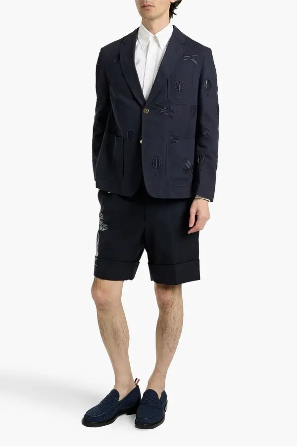 Thom Browne Embroidered Wooltwill Shorts