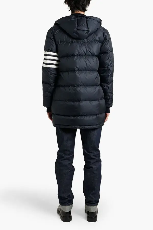 Thom Browne Striped Quilted Shell Hooded Down Coat