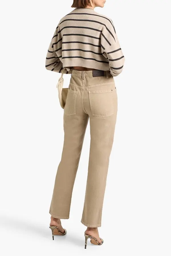 Brunello Cucinelli Cropped Striped Cotton Sweater