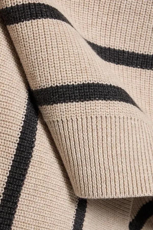 Brunello Cucinelli Cropped Striped Cotton Sweater