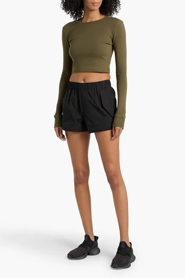 Wardrobe.NYC Cropped Stretchcotton Jersey Top - Army Green