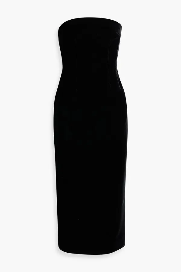 Wardrobe.NYC Strapless Velvet Midi Dress - Black