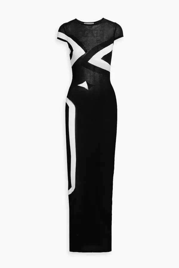 Emilio Pucci Jacquardknit Cottonblend Maxi Dress - Black