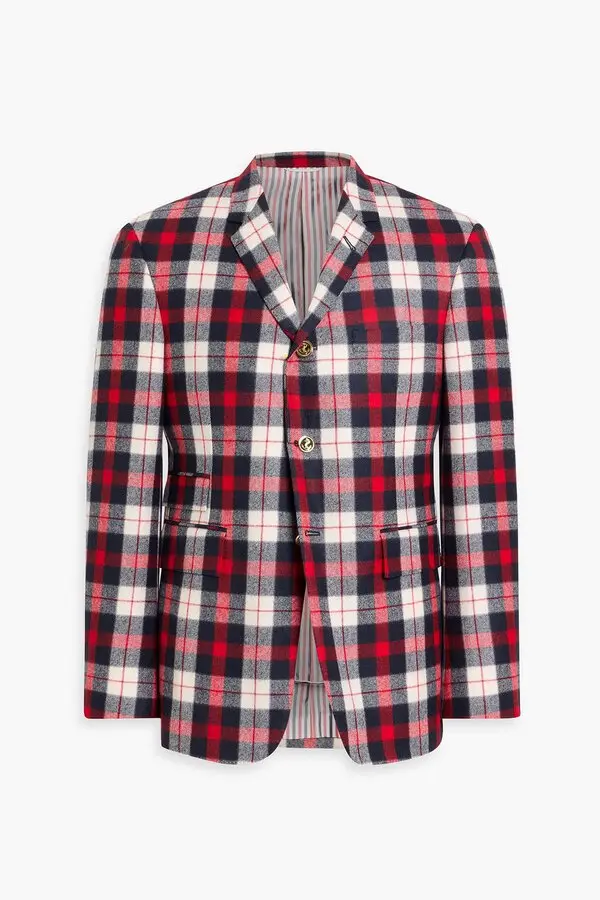 Thom Browne Checked Wooltwill Blazer - Red