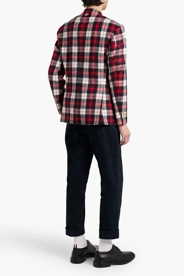 Thom Browne Checked Wooltwill Blazer - Red
