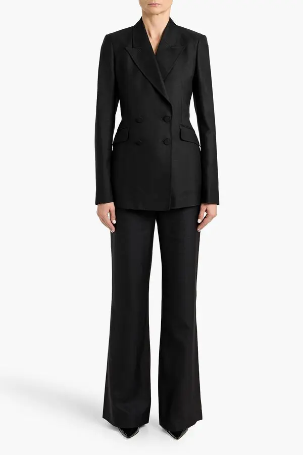 Gabriela Hearst Stephanie Wool, Silk, And Linen-blend Twill Blazer - Black